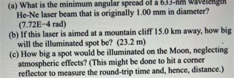 solved a what is the minimum angular spread of a 633 nm