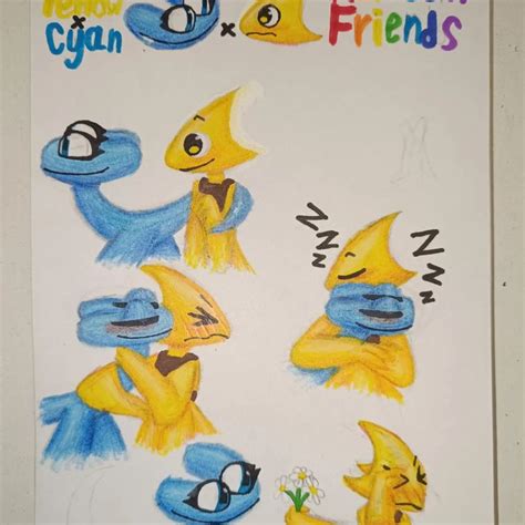 Rainbow Friends Yellow и Cyan шип Рисунки персонажей Рисунки Желтый