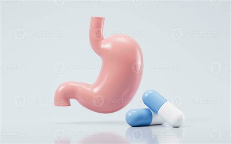 Human Stomach And Medicine Capsules D Rendering Stock Photo At Vecteezy