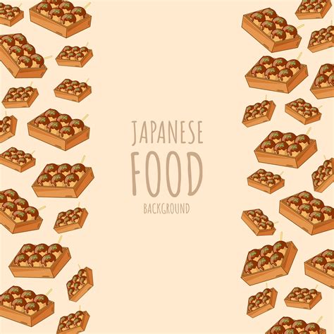 Cartoon Takoyaki Japanese Food Frame Border Background 17345991 Vector