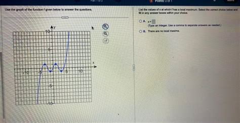 Solved Use The Graph Of The Function F Given Below To Answer