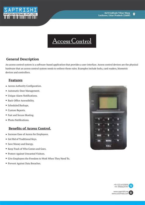 model name number multiple biometric access control system for