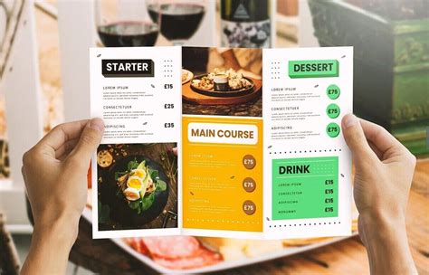 Folded Menu Dl Portrait 6 Page Flat Size 297mm X 210mm A4