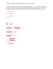 Kepler 2 Answers 1 Pdf Solutions To Physics I Gravity And Kepler S Laws Practice Problems 1