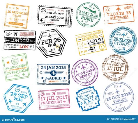 Barcelona Passport Stamp Travel By Plane Visa Or Immigration Stamp Vector Illustration