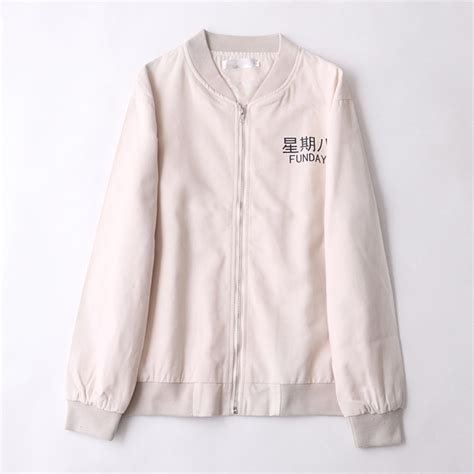 1815春季新款外贸女装日系学院风长袖字母印花夹克衫棒球服外套虎窝淘