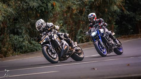 Marilaque Downhill Ride Yamaha Mt09 Vs Kawasaki Z1000 Youtube