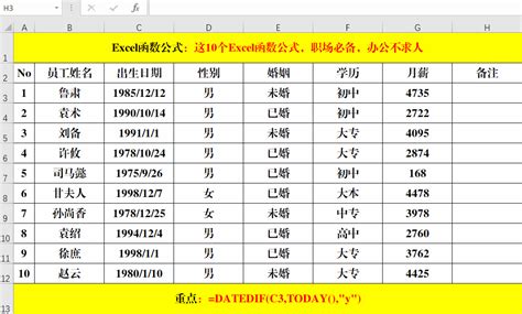 Excel函數公式：自動計算年齡（以員工【出生日期】為例） Excel 公式計算年齡 大韻熱點資訊