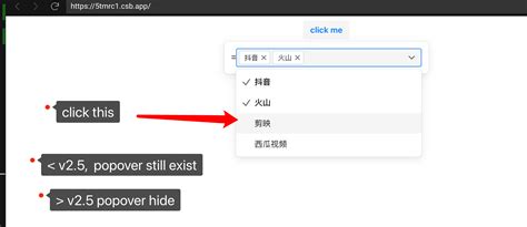 Select Inside Popover Clicking The Option To Select It Will Cause The