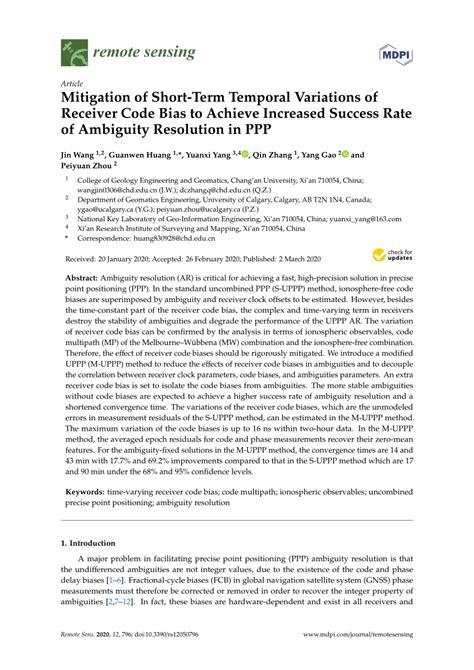 Pdf Mitigation Of Short Term Temporal Variations Of Receiver Code Bias To Achieve Increased