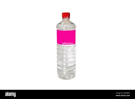 Plastic Bottles With Pure Spring Water On Isolated Backgroundwith Red