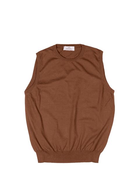 Middle Brown Cotton Waistcoat Stefano Bemer