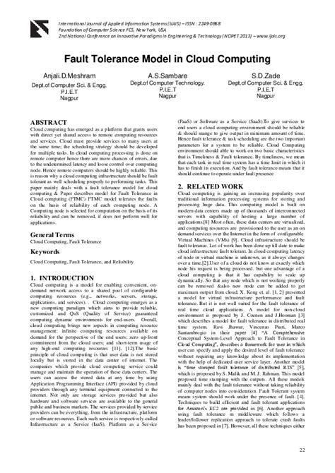 pdf fault tolerance model in cloud computing