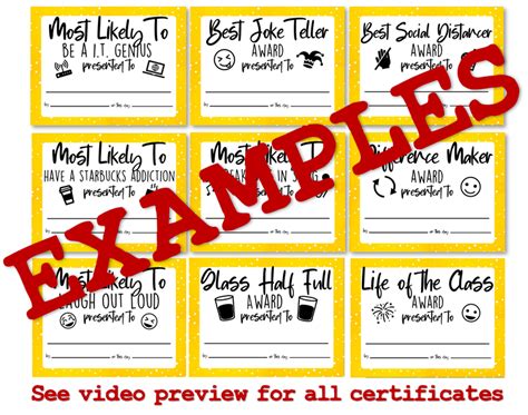 Class Superlatives 50 Unique Customizable Awards Great For Distance