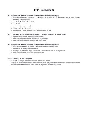 Lab04a Lab PFP Labwork 04 Q1 2 Marks Write A Program That