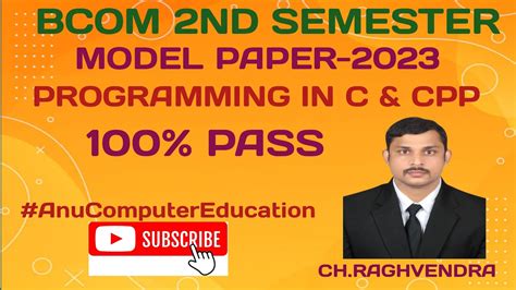 bcom 2nd semester programming with c and cpp model paper 2023 youtube