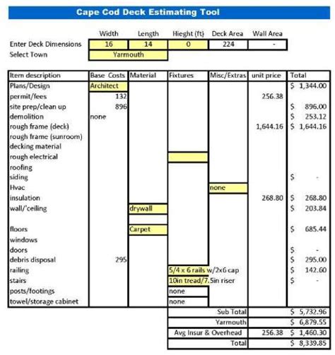 Deck Estimate Template