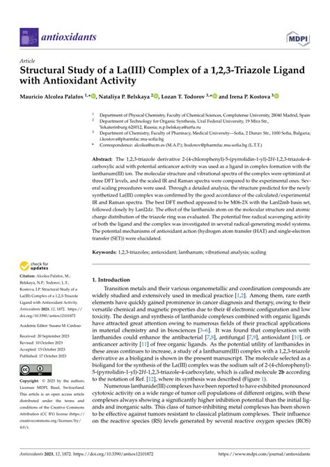 Pdf Structural Study Of A Laiii Complex Of A 123 Triazole Ligand