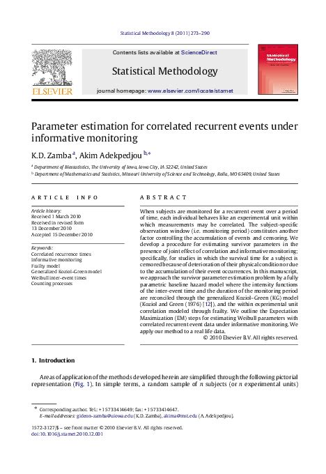 Pdf Parameter Estimation For Correlated Recurrent Events Under Informative Monitoring Gideon