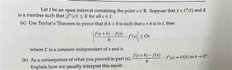 solved let i be an open interval containing the point x∈r