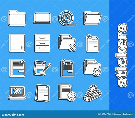Set Line Paper Clip Folder Settings With Gears File Document And