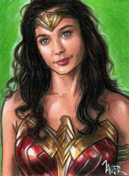 Wonder Woman Gal Gadot Justice League Dc Comics Sketch Carte Impression