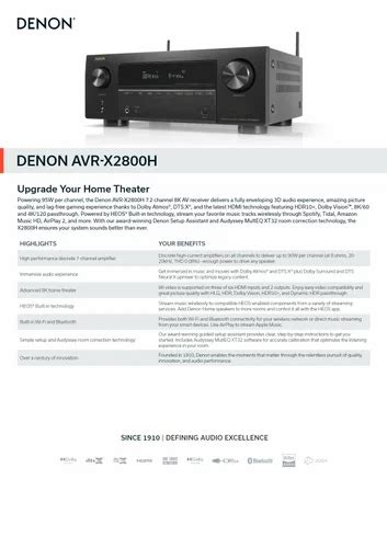 Denon Avr X 2800H Av Receiver 90 W At Rs 144900 In New Delhi ID