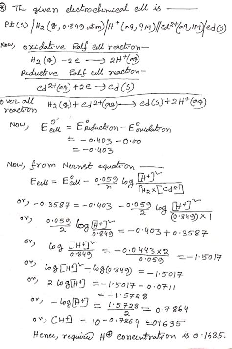 For The Cell Shown The Measured Cell Potential Ecell Is−0 3587 V At