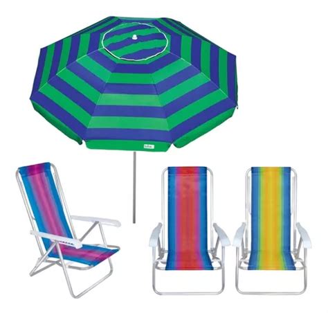 Kit Guarda Sol M Verde Cadeira Reclin Vel Pos Alum Nio Parcelamento Sem Juros