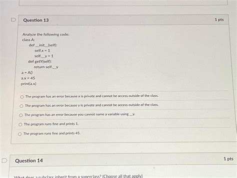 solved question 131 ﻿ptsanalyze the following code class