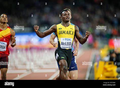 Omar Mcleod Winning In The 110m Hurdles Final And Celebrating With The