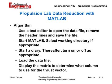 Engineering H192 Computer Programming The Ohio State University Gateway Engineering Education