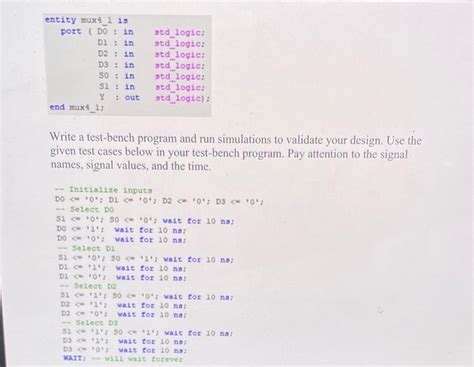 solved write a test bench program and run simulations to