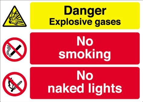 Danger Explosive Gases No Smoking No Naked Lights Sign Signs 2 Safety