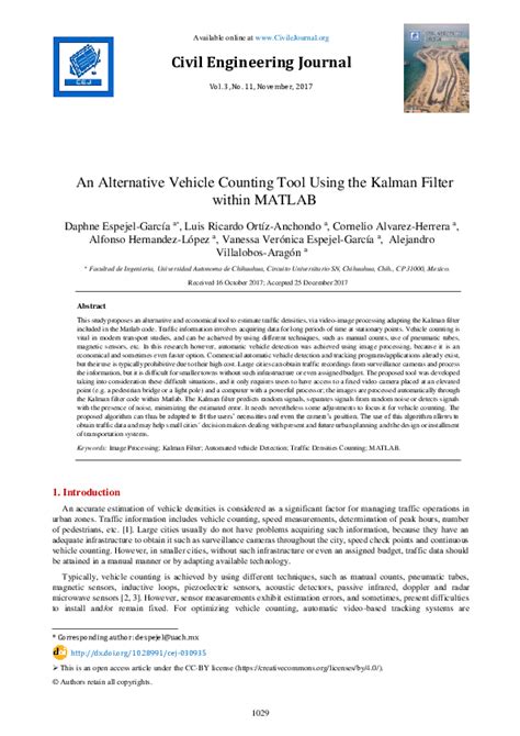 pdf an alternative vehicle counting tool using the kalman filter