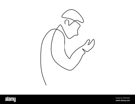 One Continuous Single Line Of Man Praying Isolated On White Background Stock Vector Image And Art