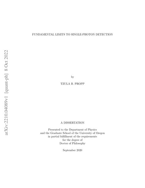 Pdf Dissertation Fundamental Limits To Single Photon Detection