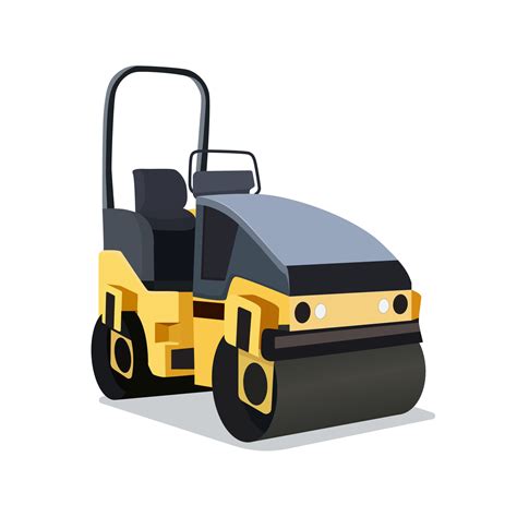 Compactor Roller Isolated On The White Background Vector Illustration