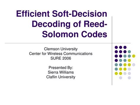 PPT Efficient Soft Decision Decoding Of Reed Solomon Codes