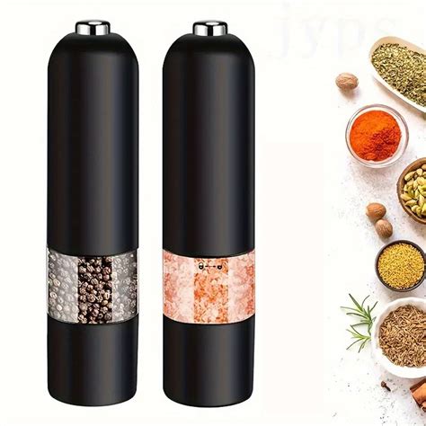 테무 Temu 12pcs 페퍼 그라인더 가정용 바다 소금 그라인더 전기 조절식 스파이스 그라인더 자동 페퍼 밀 주방 캠핑 피크닉 캠핑 주방 가제트 주방 용품