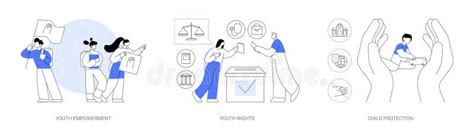 Young People Rights Protection Abstract Concept Vector Illustrations