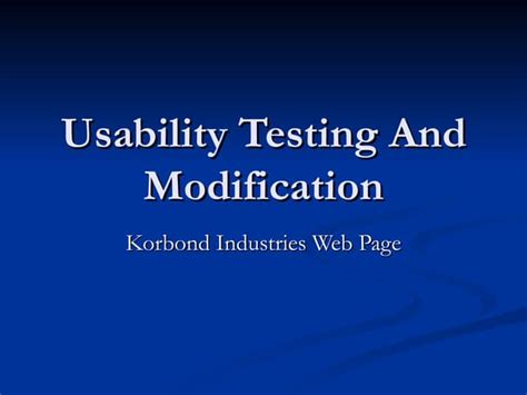 Usability Testing And Modification Ppt