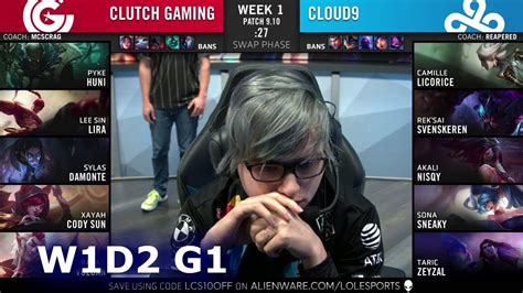 Cg Vs C9 Week 1 Day 2 S9 Lcs Summer 2019 Clutch Gaming Vs Cloud 9