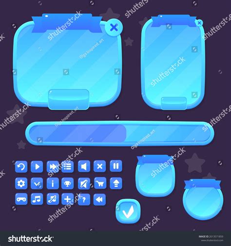 Game Ui Pop Windows Buttons Set Stock Vector Royalty Free 2013571859 Shutterstock