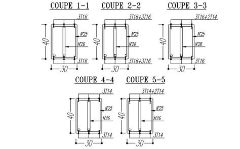 Reinforcement Bar Section Wise Design Dwg Cad File