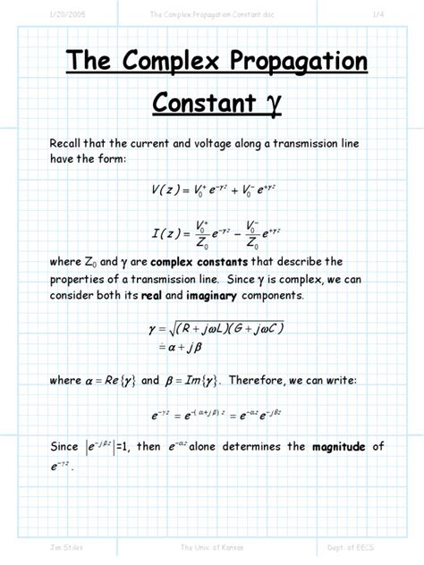 The Complex Propagation Constant Pdf Transmission Line Waves