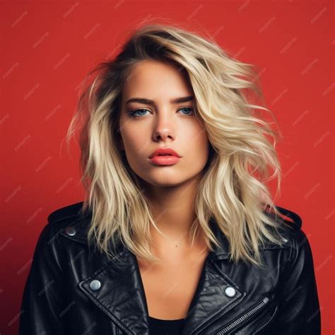 Premium Photo A Woman Wearing A Leather Jacket That Says Shes Wearing