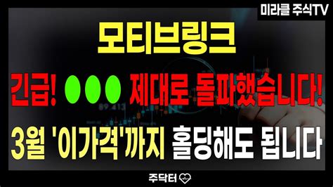 모티브링크 긴급 제대로 돌파했습니다 3월 이가격까지 홀딩해도 됩니다 Feat주닥터 목표가 주가전망 미라클주식tv
