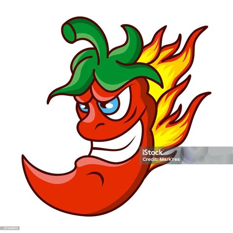 빨간 뜨거운 칠리 고추 만화 마스코트 불꽃 벡터 일러스트 불길에 대한 스톡 벡터 아트 및 기타 이미지 불길 귀여운 디자인 Istock
