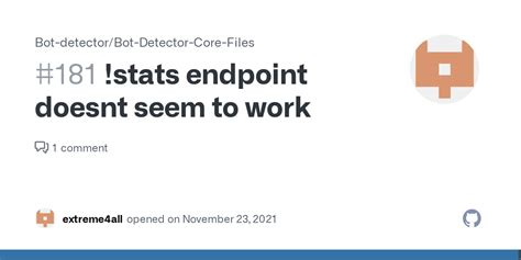 stats endpoint doesnt seem to work · issue 181 · bot detector bot